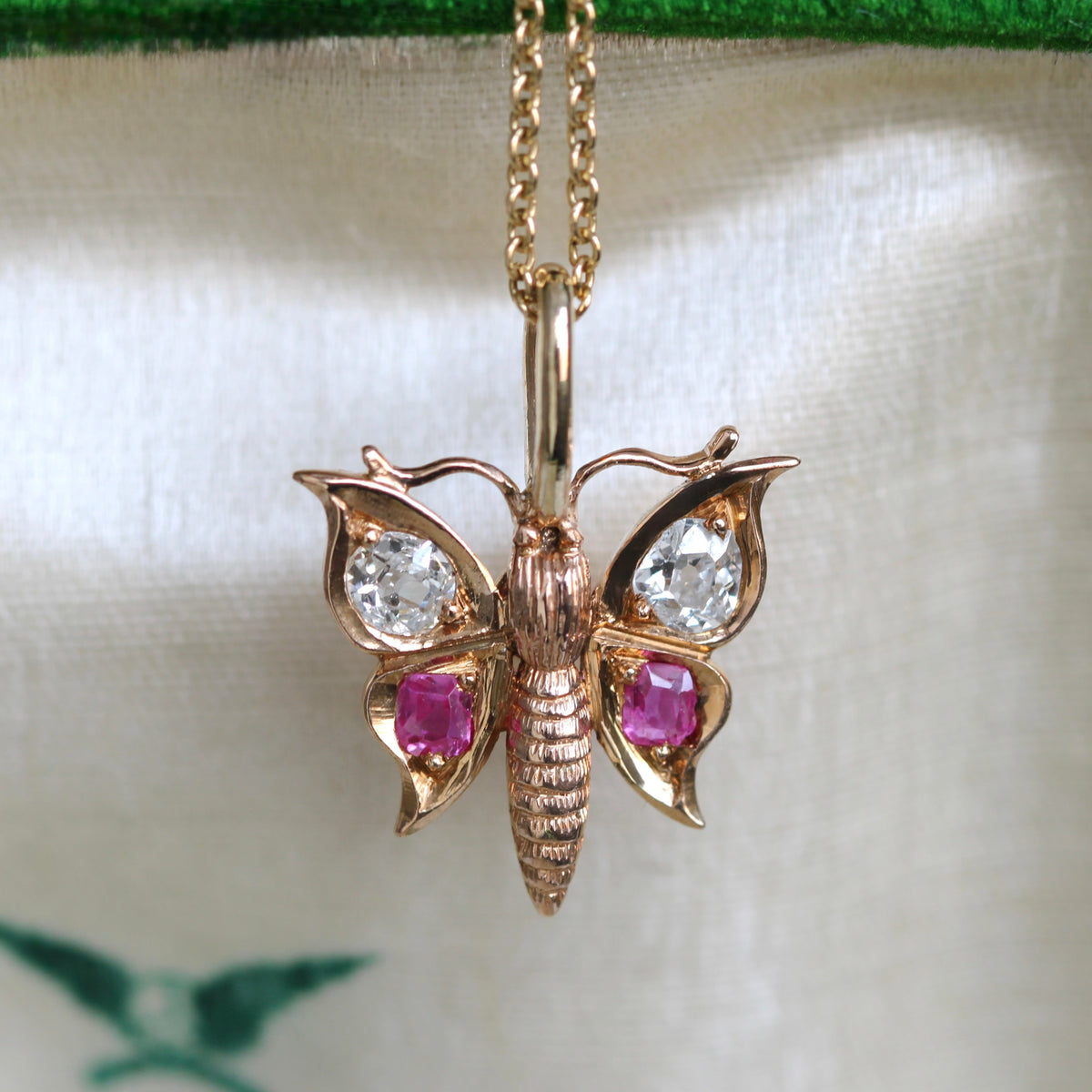 Victorian Diamond & Ruby Butterfly Charm Necklace – The Eden Collective